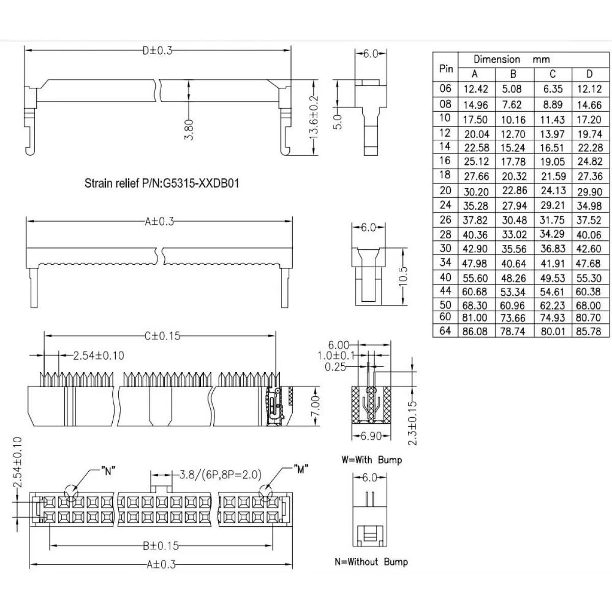 Conector IDC hembra FC-64P para cable plano - 2x36 - 64 pines - Guatemala