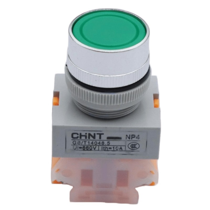 Pulsador momentáneo NO y NC Chint verde NP4-11BN - Guatemala