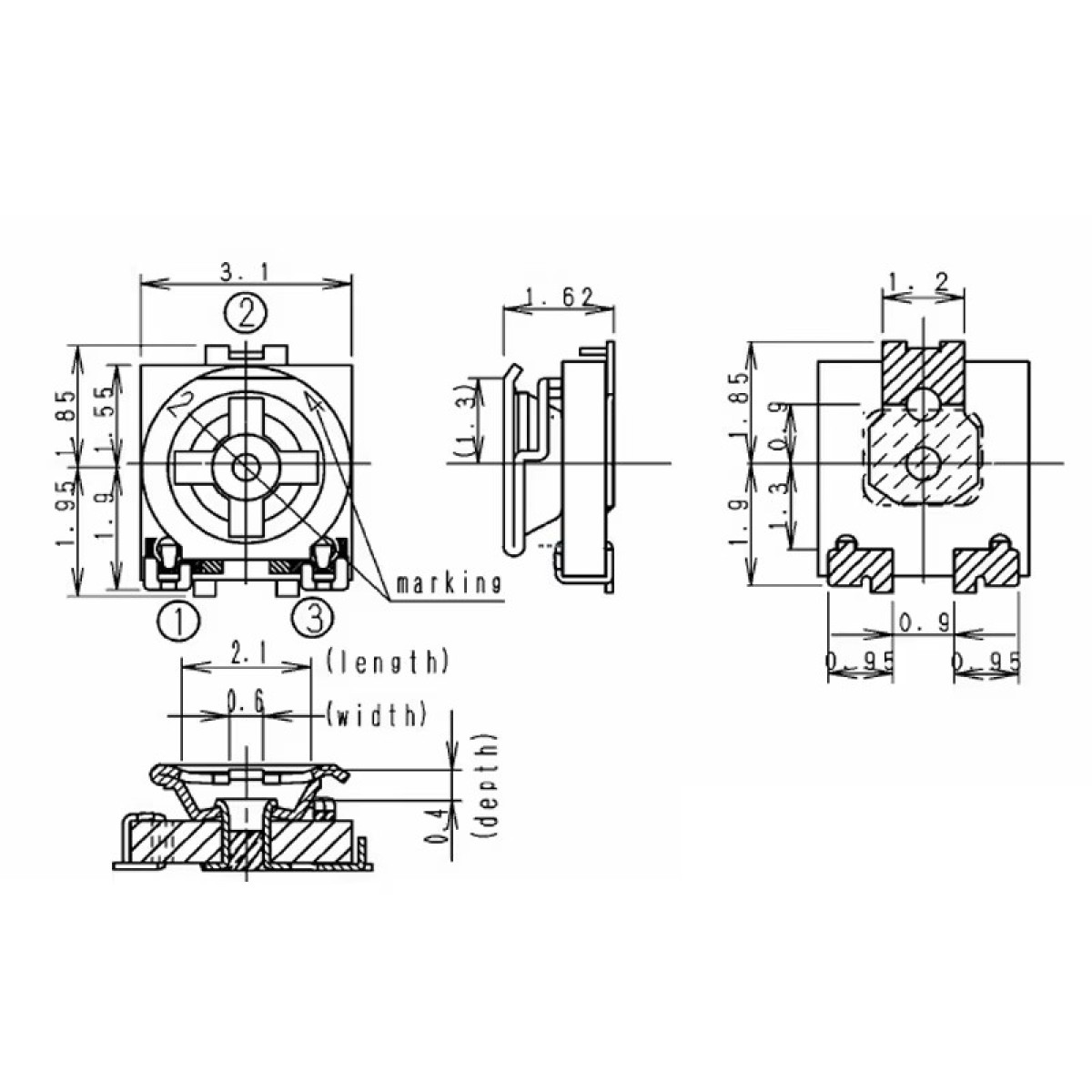 Trimpot SMD de 3x3 mm - 200 Ohms - Guatemala